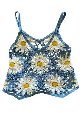 Tops | Crochet Crop Top Boho Festival Hippie Shirt Daisy Bohemian Cami ...